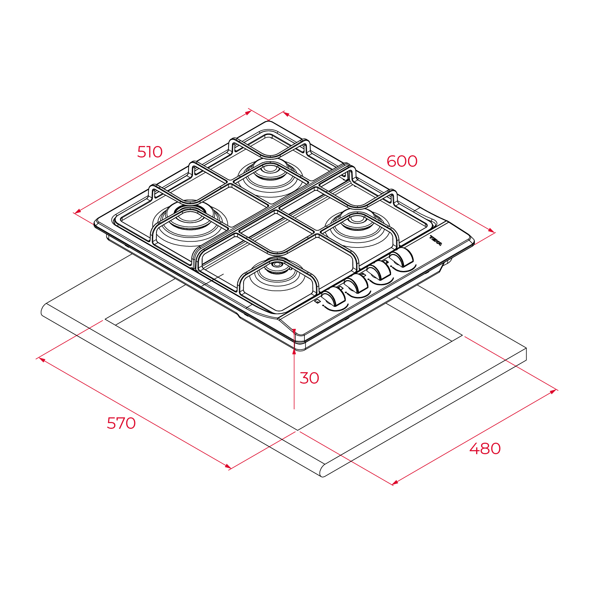 Placas para Cocina, E/60.3 40 LL | Teka