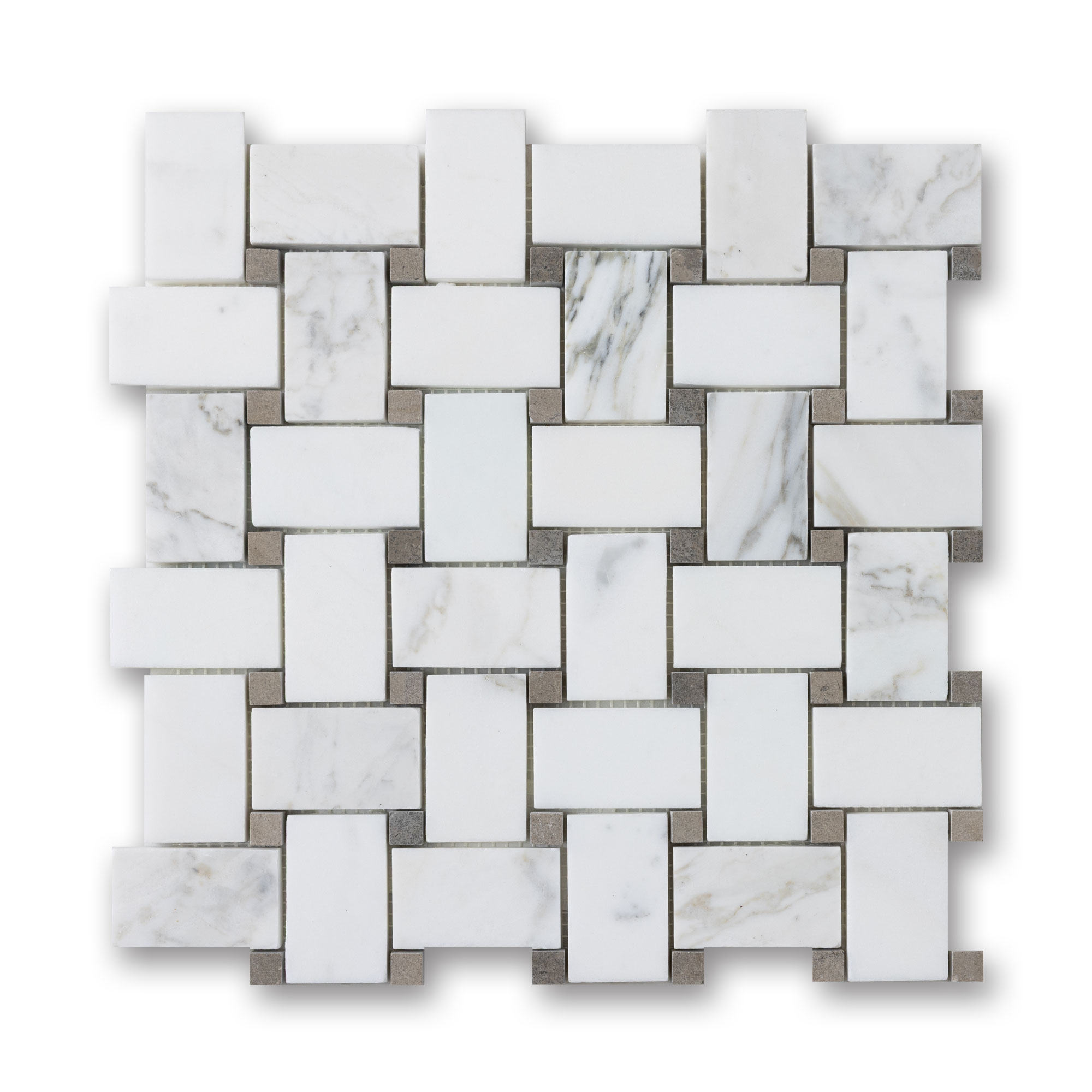 Basket Weave Calacatta (H) w/ Blue Lagos (H) | Products | AKDO Tile Dealers