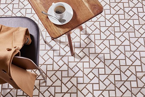 Perspective Axis Calacatta (H) w/ Blue Lagos (H) | Products | AKDO