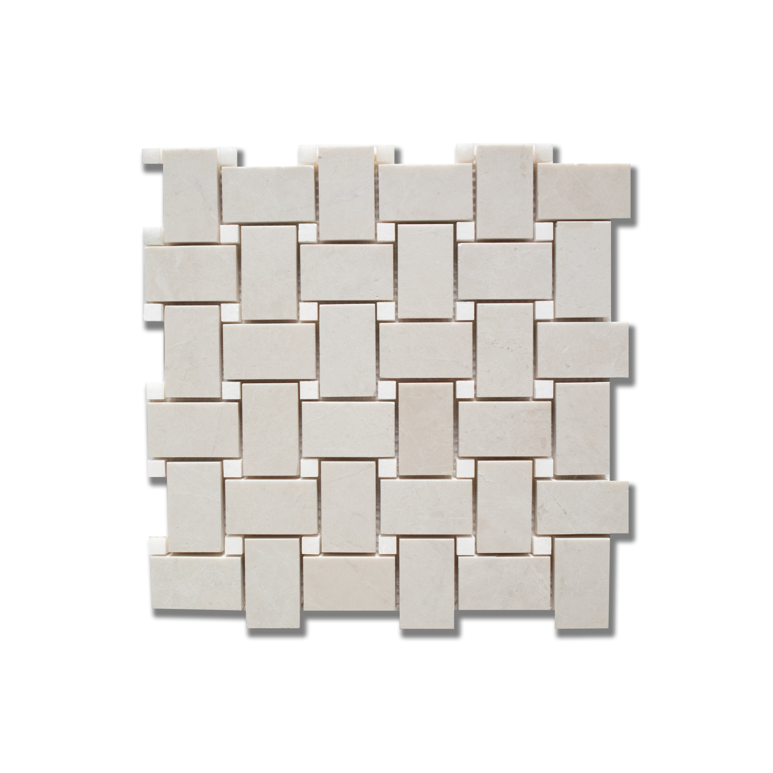 French Vanilla 12"x 24", Basketweave Thassos (H) - AKDO Tile Dealers