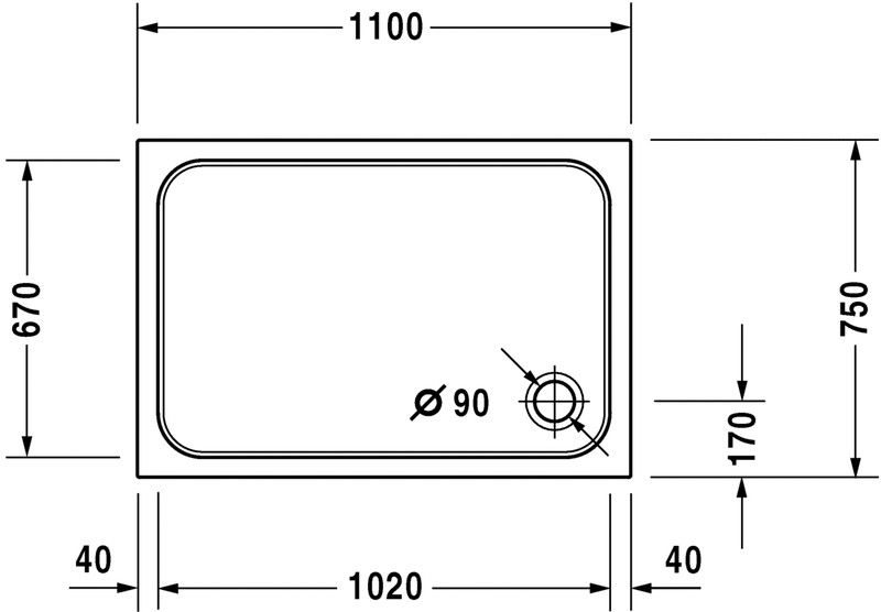 Compra Plato Ducha Rectangular Duravit D-Code 1100x750mm
