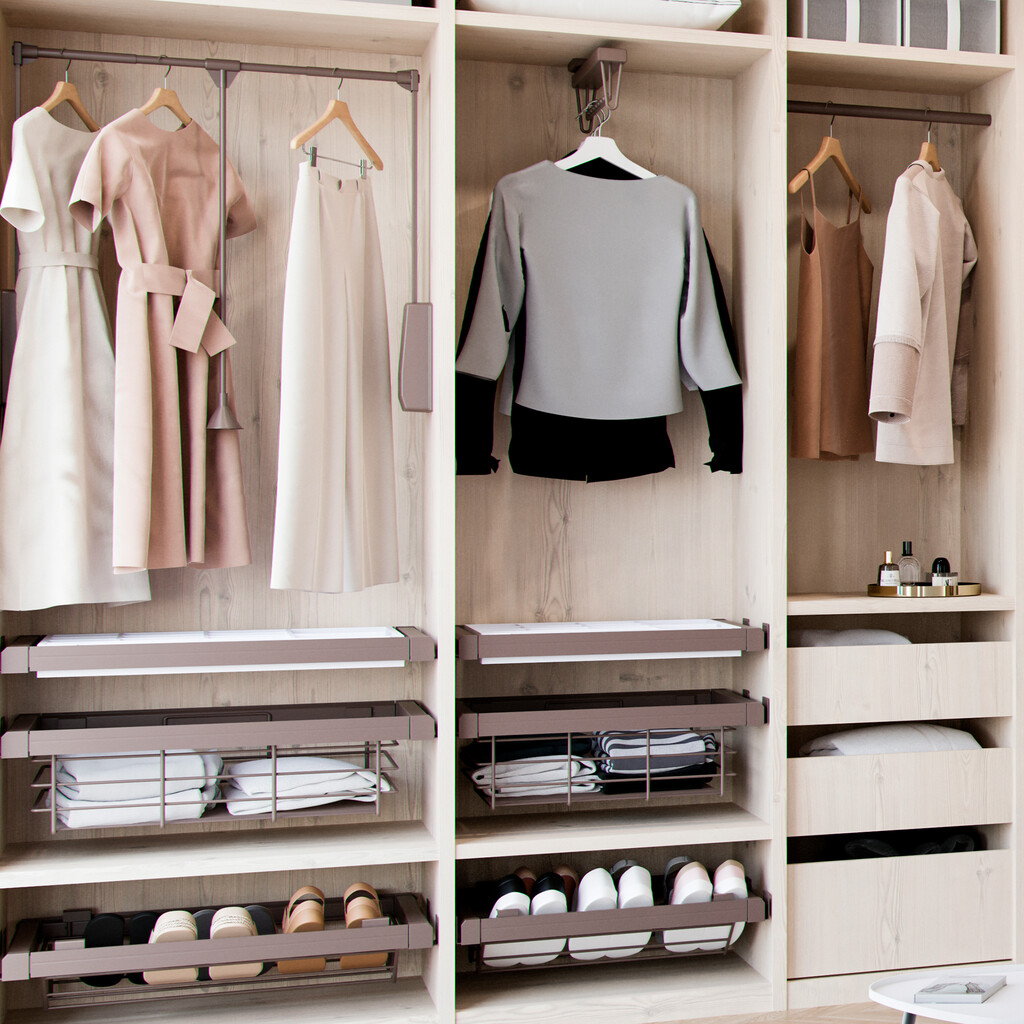 Hang pull down wardrobe rail lift | Emuca