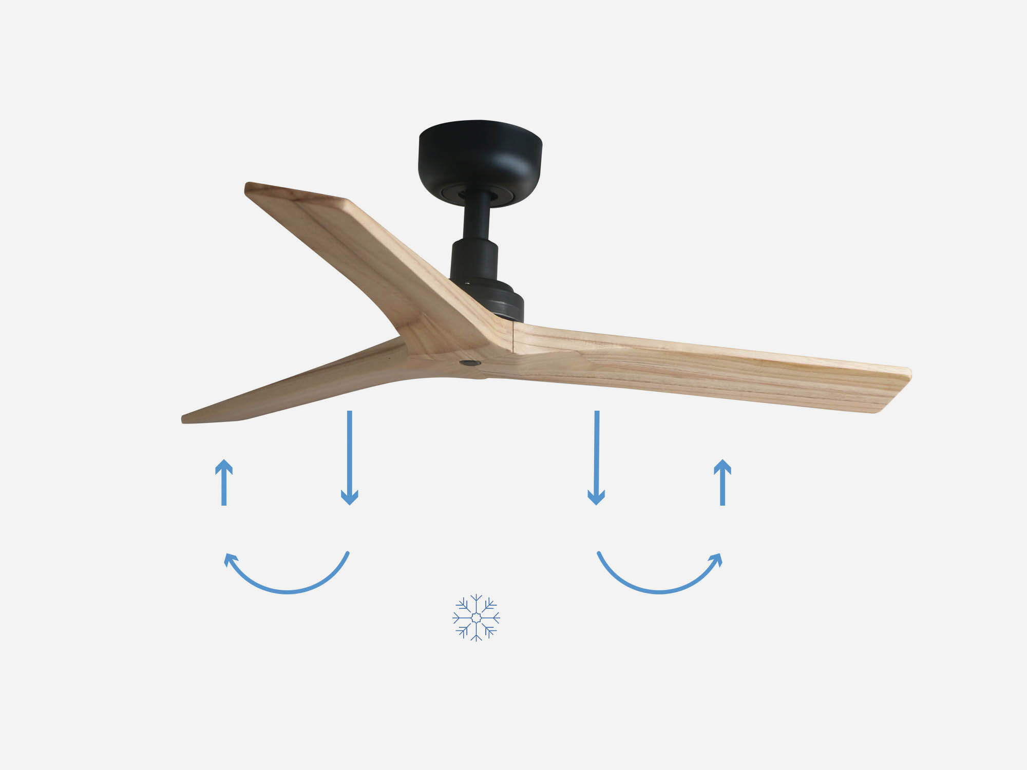 KLIM S Black/light oak wood fan