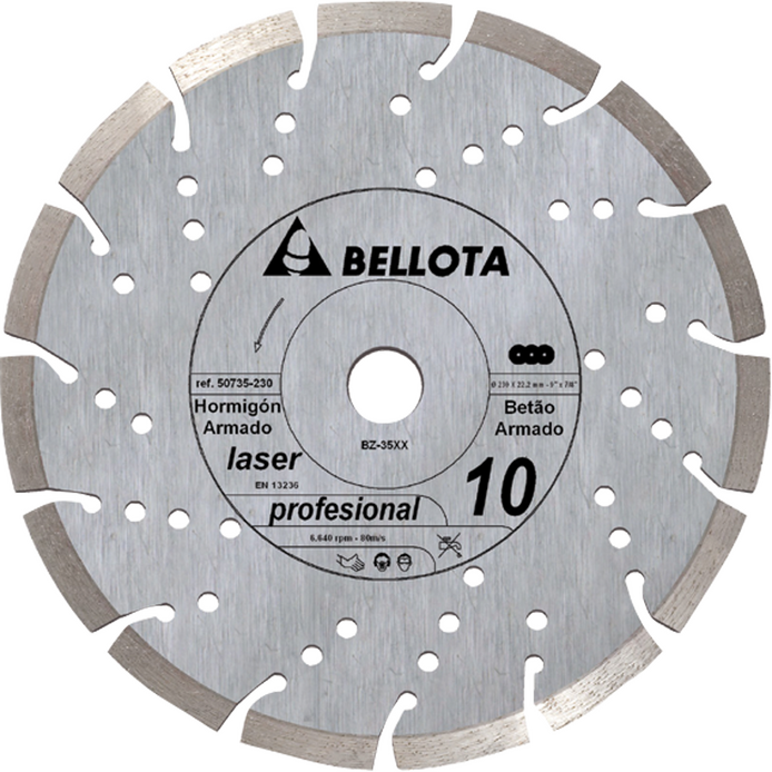 Disco diamante segmentado para hormigón armado Pro+ corte seco / 50735 ...