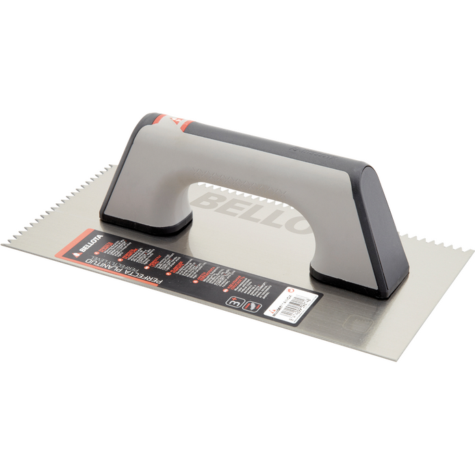 V notched trowel with bi-material handle for flooring and tiling work ...