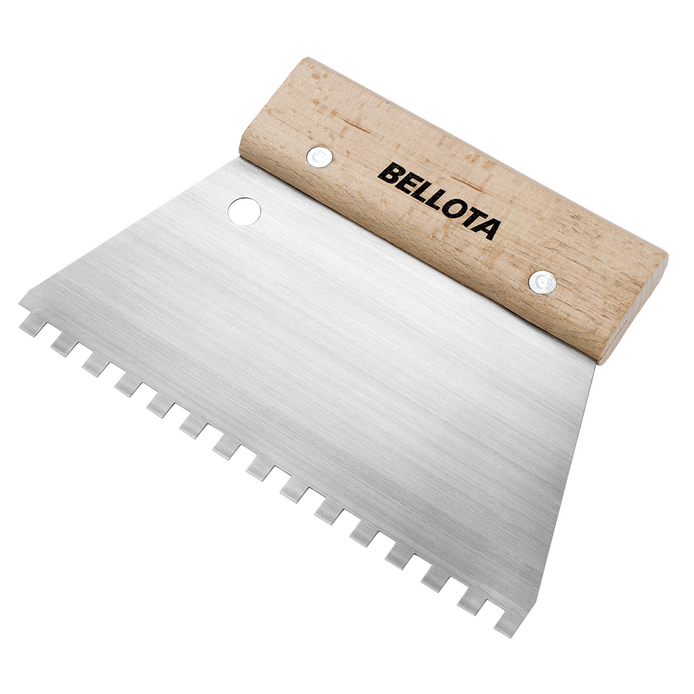 Square notched grout spreader with wooden handle for flooring and ...