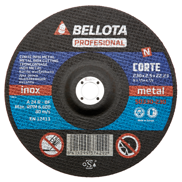 Disco abrasivo profissional corte inox - metal, 2,5 mm / 50330 | Bellota