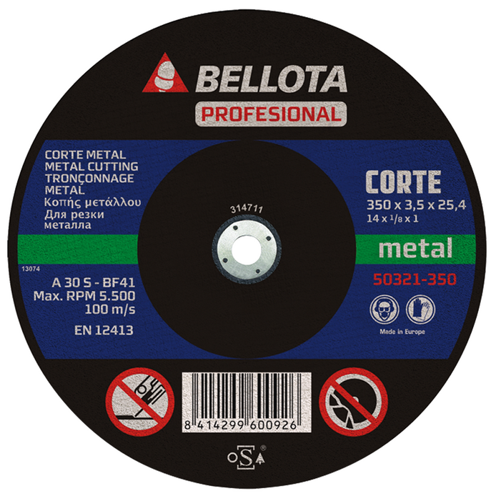 Abrasive metal cutting disc for stationary machines. / 50431 | Bellota