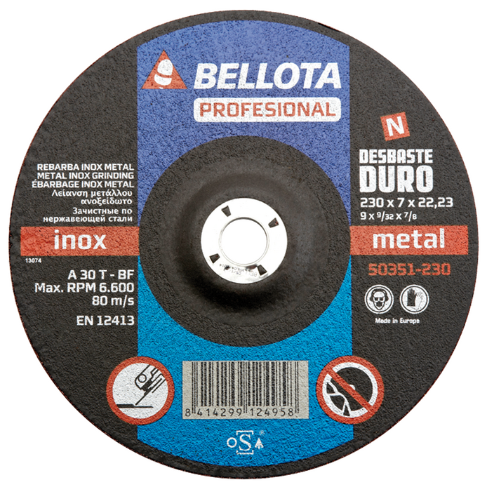 Disco abrasivo profesional para desbaste inox-metal, duro 7 mm / 50351 ...