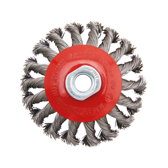 Conical brush for high speed drills, made of hardened steel braided ...