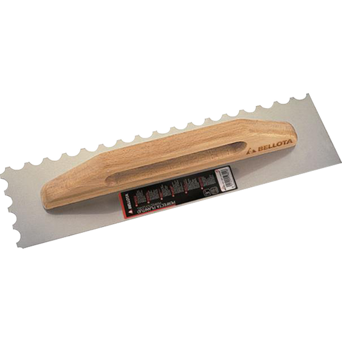 U notched long trowel with wooden handle for flooring and tiling work ...