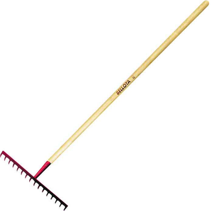 Household rake, with wooden handle, for cleaning, levelling and ...