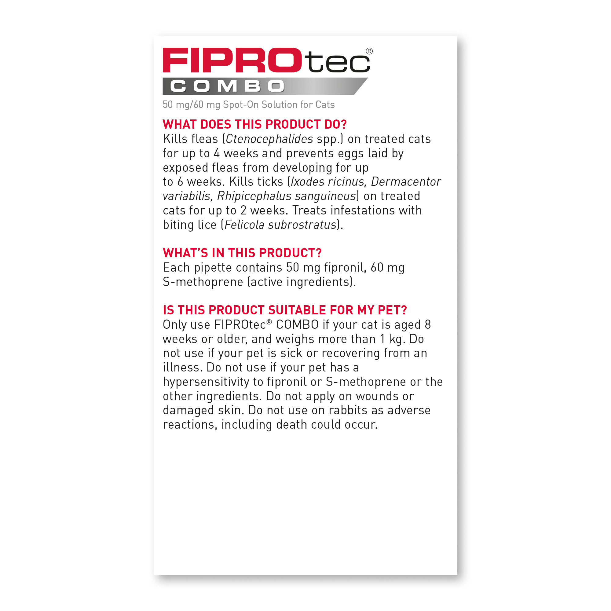 Beaphar FIPROtec® COMBO Flea & Tick Spot-On for Cats, 6 Pipettes - Beaphar