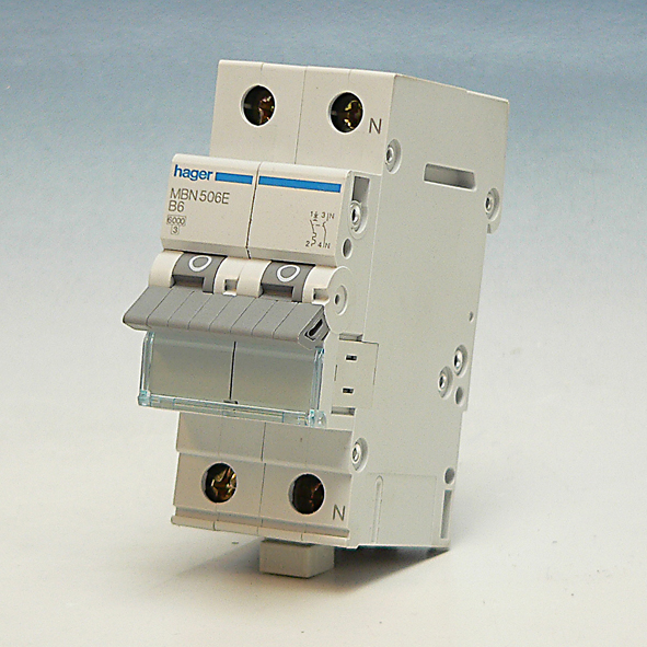Hager installatieautomaat 6A B 1P+N MBN506 E 2 mod 36mm 4,5KA kopen ...