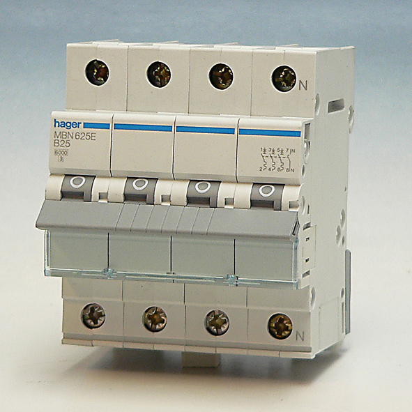 Hager automaat MBN625 E krachtgroep B-25A 3p+N kopen? | Elektroshop.nl