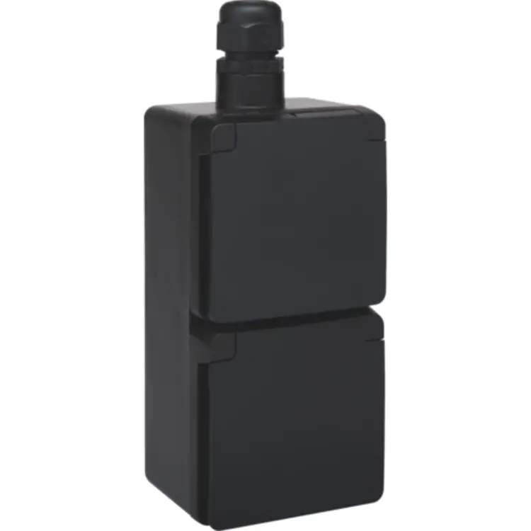 Niko Hydro dubbel waterdicht stopcontact zwart verticaal | 761-37842