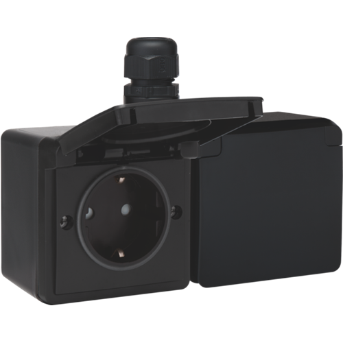 Niko Hydro stopcontact 2-voudig zwart horizontaal kopen? | 761-37848