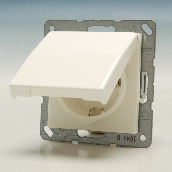 Jung AS500 stopcontact 1-voudig met randaarde en klapdeksel wit ...