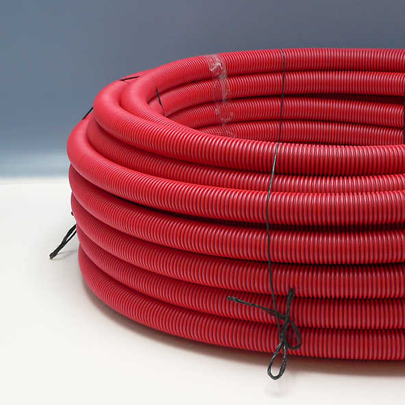 Mantelbuis Frankische flexbuis met trekdraad rood 75MM Rol van 50 meter ...