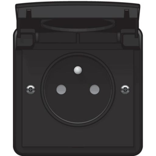 Niko Hydro waterdicht stopcontact enkelvoudig zwart | 761-36600