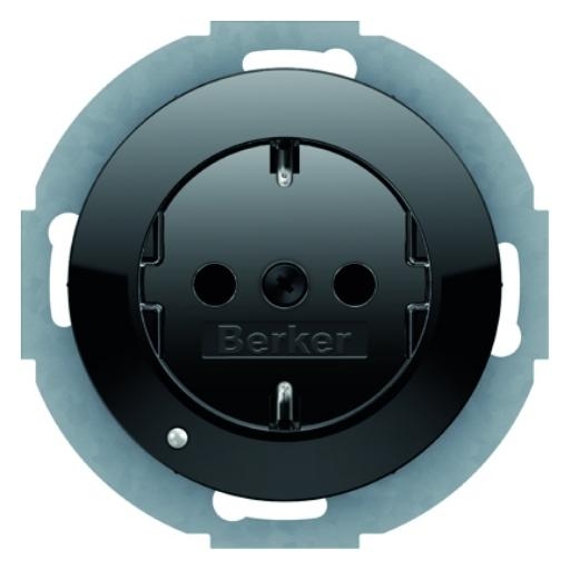 Berker wandcontactdoos randaarde met LED orientatielamp R1-R3 zwart ...
