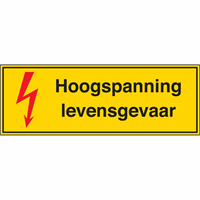 Sticker 297x105mm "Hoogspanning levensgevaar" kopen? | InstallatieBalie.nl