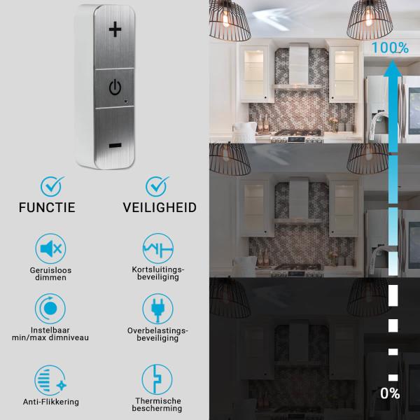 LED snoerdimmer RVS wit kopen? | InstallatieBalie.nl