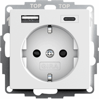 Gira USB en USBC lader 15W 3A Mat Wit RAL9010 met stopcontact 245927 ...
