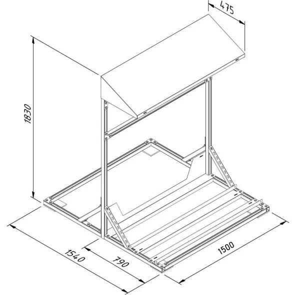 Dakshelter kit l=1500mm, ultra galva RS-1500-UG voor montage van ...